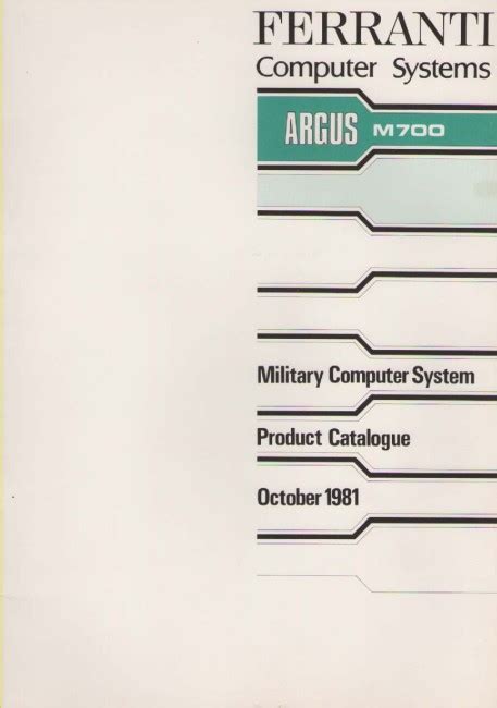 Ferranti Argus M700 Military Computer System Product Catalogue Catalogue Computing History
