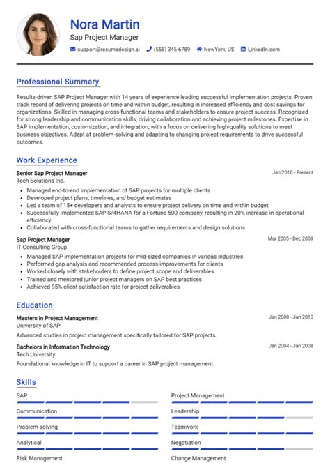 14 Sap Project Manager Resume Examples And Templates For 2025 Top Tips
