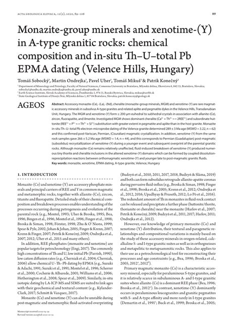 Pdf Monazite Group Minerals And Xenotime Y In A Type Granitic Rocks