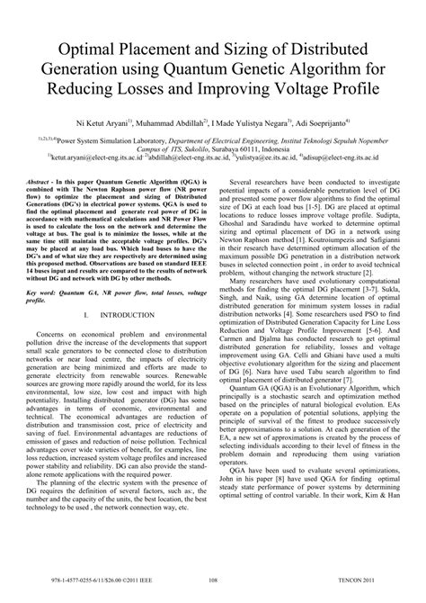 Pdf Optimal Placement And Sizing Of Distributed Generation Using