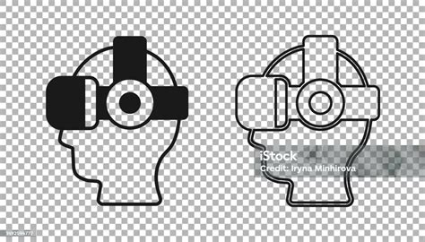 투명 한 배경에 격리 된 블랙 가상 현실 안경 아이콘 입체 3d Vr 마스크 광학 헤드 장착 디스플레이 벡터 가상현실에 대한 스톡 벡터 아트 및 기타 이미지 Istock