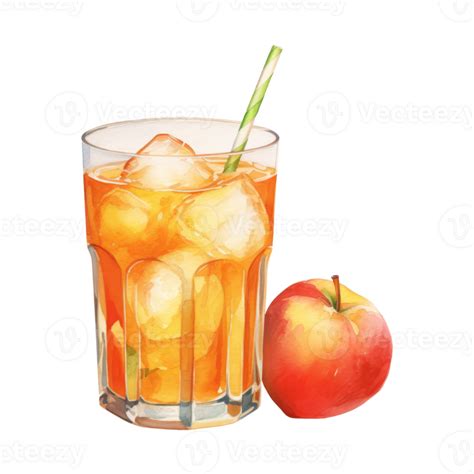 Apple Juice Isolated Detailed Watercolor Hand Drawn Painting Illustration PNG