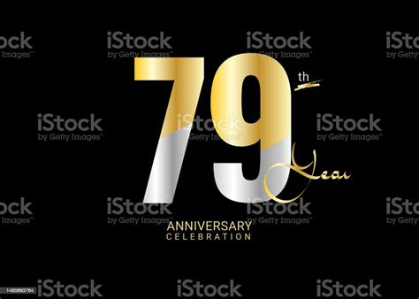 79 주년 기념 금색과 은색 벡터 템플릿 79 숫자 로고 디자인 79 번째 생일 로고 로고 타입 기념일 축하를위한 벡터 기념일 포스터 초대 카드 0명에 대한 스톡 벡터 아트