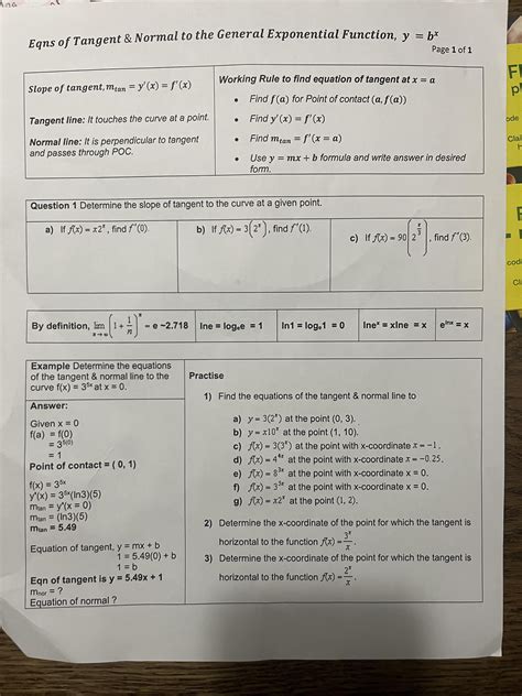 [grade 12 Math Exponential Functions] Find The Point On The Curve Where The Tangent Is Parallel
