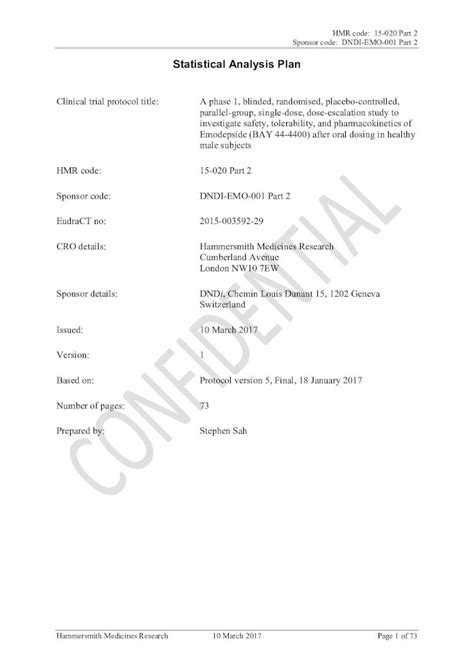 PDF Statistical Analysis Plan CV Coefficient Of Variation CVb Between Subject CV ECG
