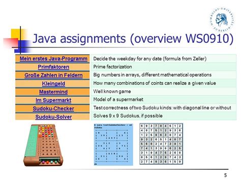 Assignments In 1st Semester Course „oop With Java“ As Small Projects