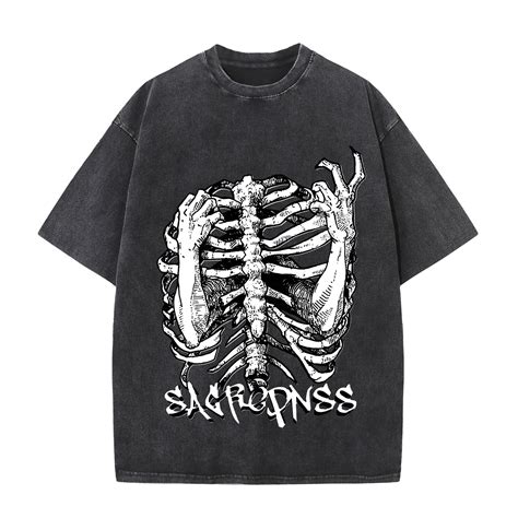 2023新款水洗做旧y2k嘻哈摇滚t恤印花棉洗水宽松男女装短袖上衣 阿里巴巴