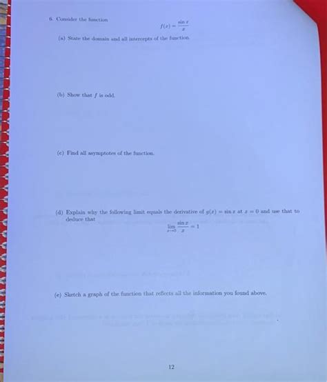solved 6 consider the functiont f x xsinx a state the