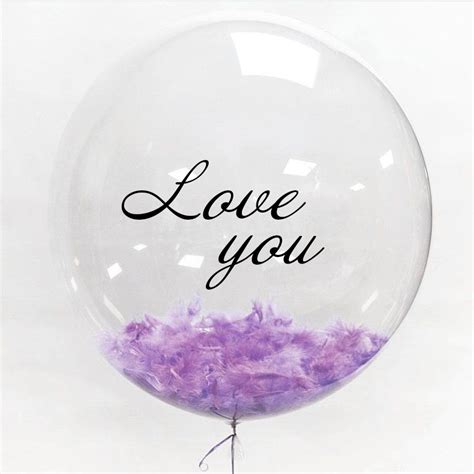 Прозрачный шар баблс 51 см с перьями love you купить по цене 1710.00 ...