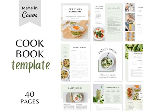 recipe book template canva cookbook template recipe ebook template