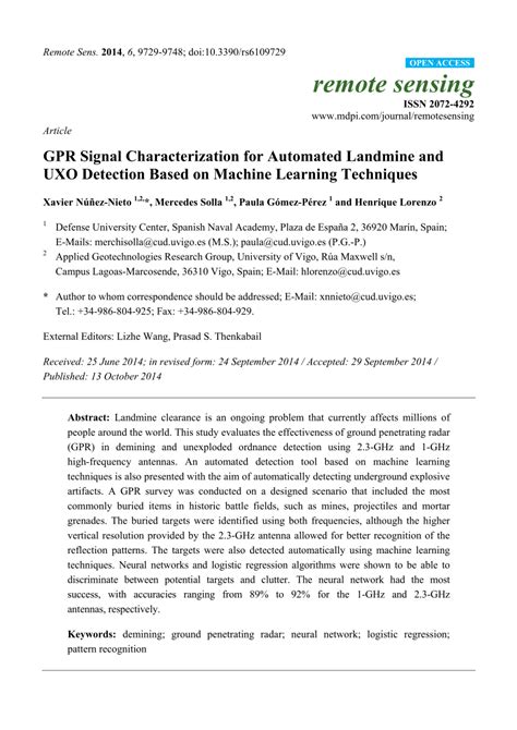 Pdf Gpr Signal Characterization For Automated Landmine And Uxo