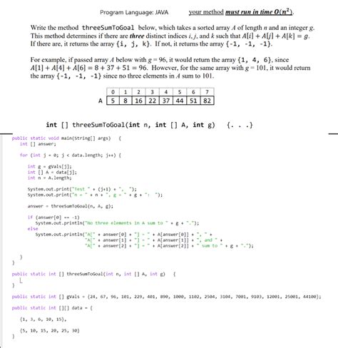 Solved Program Language JAVA Your Method Must Run In Time Chegg Com