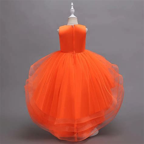 Western Style Ball Gown Flower Girl Dress Orange Wedding Party Layered Styling Dresses Etsy