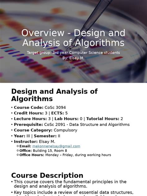 Disign And Analysis Of Algorith Overview Pdf Time Complexity