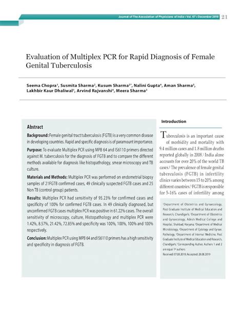 Pdf Evaluation Of Multiplex Pcr For Rapid Diagnosis Of Female Genital