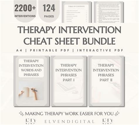 Therapy Intervention Cheat Sheet Bundle 2200 Phrases Printable