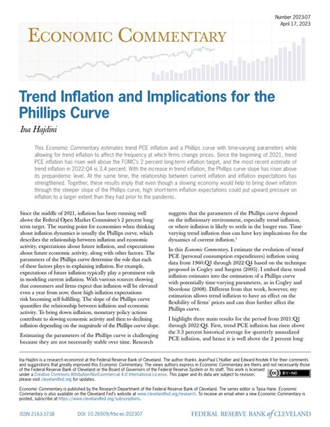 Pdf Trend Inflation And Implications For The Phillips Curve