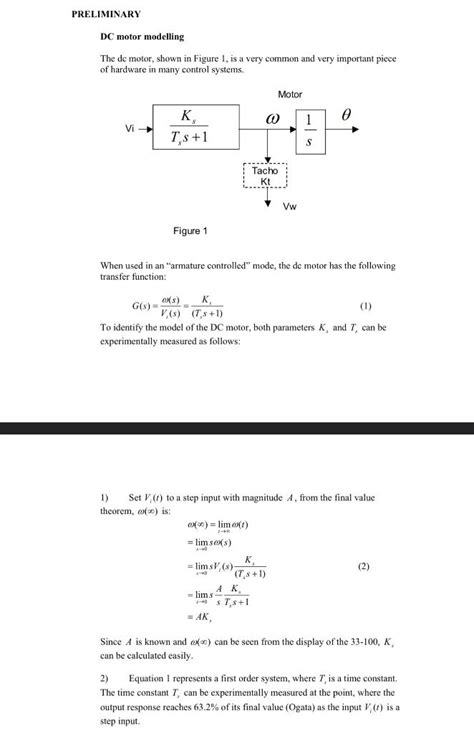 Solved DC Motor Modelling The Dc Motor Shown In Figure Chegg