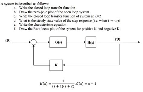 Solved A System Is Described As Follows A Write The Closed Loop