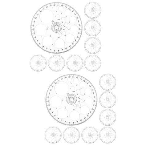 Homemaxs 16 Pcs Geometry Protractor 360 Degree Protractor Reusable Protractor Tool Clear