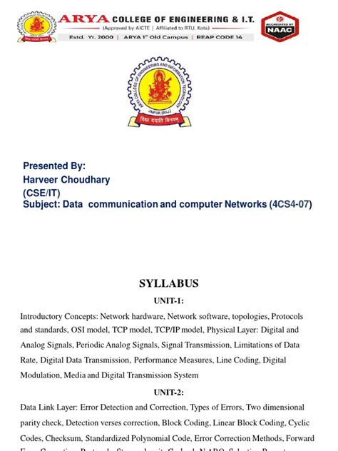 4cs4 Dccn Unit 1 Pdf Osi Model Network Topology