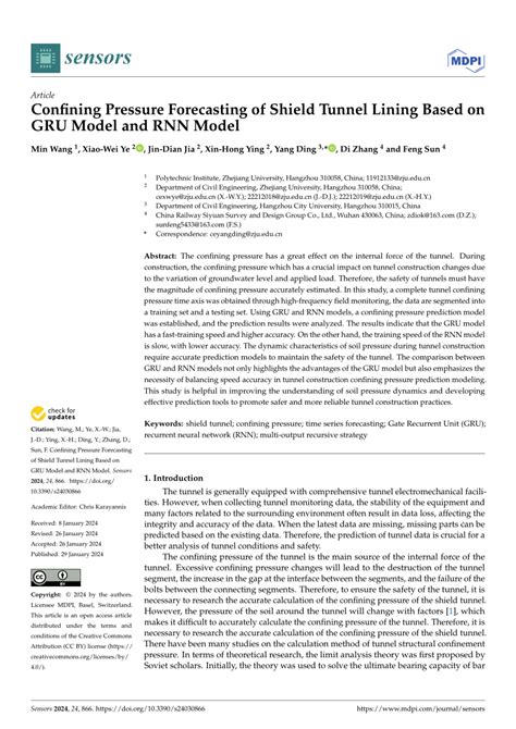 Pdf Confining Pressure Forecasting Of Shield Tunnel Lining Based On Gru Model And Rnn Model