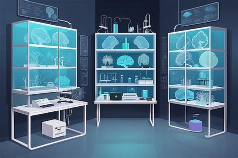 Premium Photo A Corner Of The Lab Dedicated To Neuroscience With Brain Models And EEG