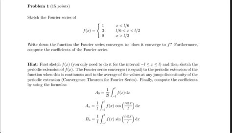 Solved Problem Points Sketch The Fourier Series Of Chegg