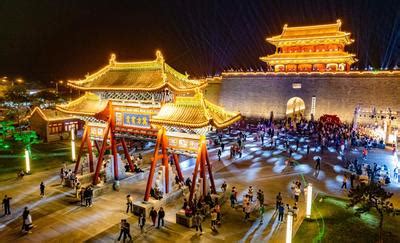 山西运城炫彩灯光秀 点亮城市夜经济 人民图片网