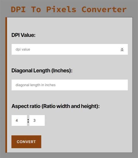 DPI To Pixels Converter