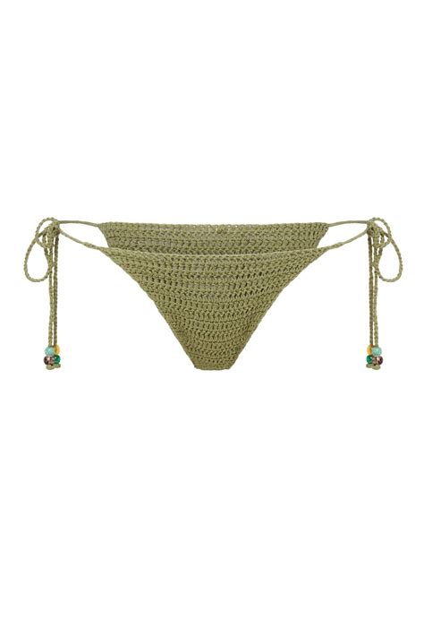 Shop Green Canary Knit Micro Bikini Bottoms Jaded London Clothing