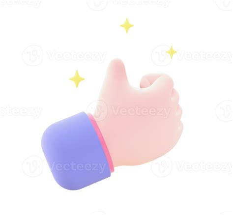 3d Illustration Icon Of Purple Hand And Like For Ui Ux Web Mobile Apps