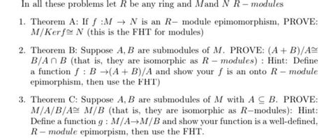 1 Theorem A If F MN Is An R Module Epimomorphism Chegg Com