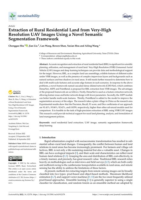 Pdf Extraction Of Rural Residential Land From Very High Resolution Uav Images Using A Novel