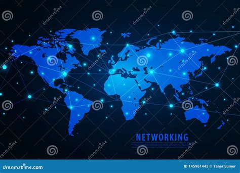 Fondo De La Conexi N De Red Global Mapa Del Mundo Azul Vector