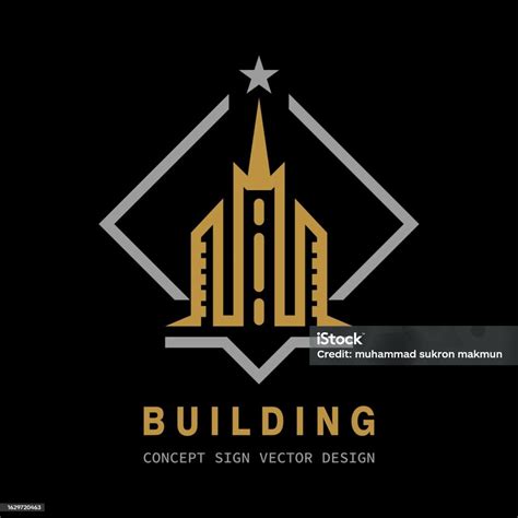 건물 건설 부동산 개념 로고 템플릿입니다 재산 관리 도시 도시 상징입니다 추상적인 디자인 기호입니다 고층 빌딩 아이콘입니다 벡터 그림 배지에 대한 스톡 벡터 아트 및 기타