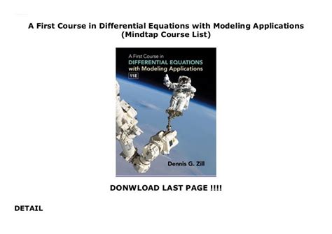 A First Course In Differential Equations With Modeling Applications