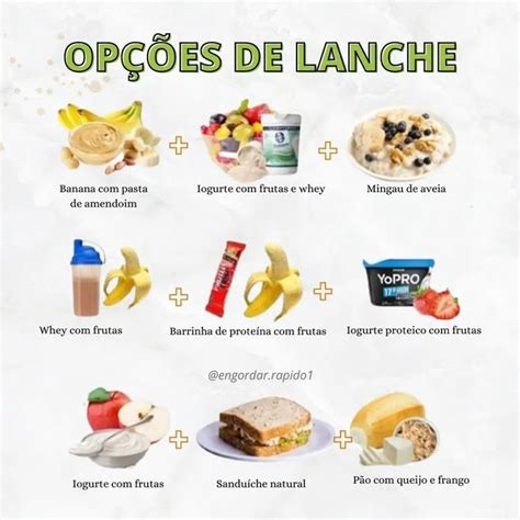 Opções De Lanche Dicas De Hipertrofia Marmita Para Engordar Lanche Ganho De Massa