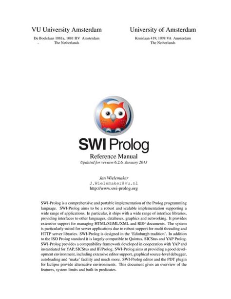Swi Prolog Reference Manual Overview Pdf