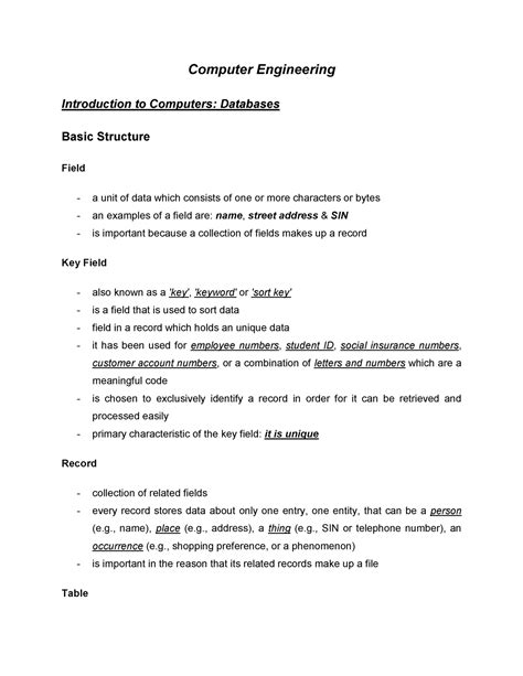 Introduction To Computers Databases Computer Engineering Introduction To Computers Databases