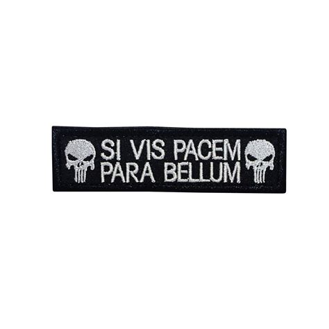 Si Vis Pacem Para Bellum Punisher Embroidered Black Patch With Velcro