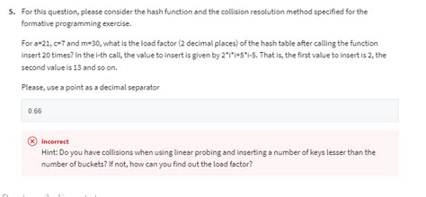 Solved For This Question Please Consider The Hash Chegg Com