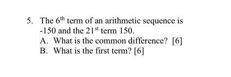 solved 5 the 6th term of an arithmetic sequence is 150 and