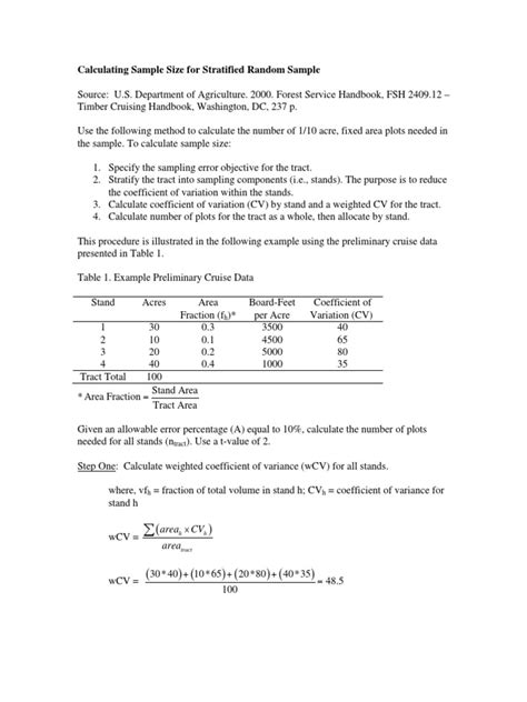 pdf calculating sample size for stratified random sample dokumen tips