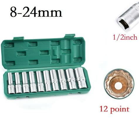 10pc 12 Points Socket Head 12in Square Drive Socket Wrench Head 12 Point Adapter Spanner