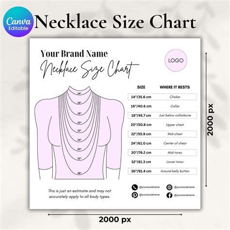 Necklace Size Chart Size Chart For Necklace Display Necklace Size