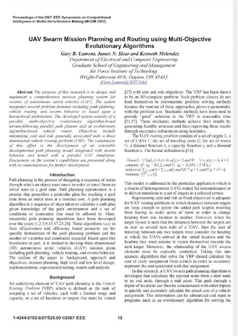 Pdf Uav Swarm Mission Planning And Routing Using Multi Objective