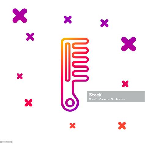 흰색 배경에 격리 된 컬러 라인 헤어 브러시 아이콘 빗 머리 기호 이발사 기호 그라데이션 임의동적 셰이프 벡터 0명에 대한 스톡
