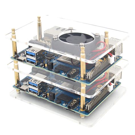 Geekworm Stackable Acrylic Case With Fanandheatsink For Orange Pi 5 Plus