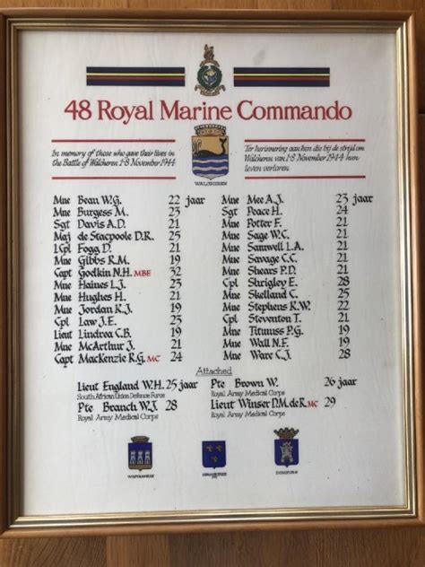 Roll Of Honour 48 Royal Marine Commando Zoutelande